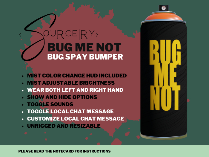 Second Life Marketplace - Sourcery - Bug-Me-Not Spray Bumper